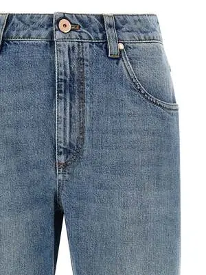 Brunello Cucinelli Straight Leg Cotton Denim Jeans - Blue