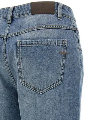Brunello Cucinelli Straight Leg Cotton Denim Jeans - Blue
