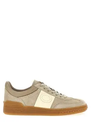 Valentino Garavani Upvillage" Suede Sneakers With Embossed Logo - Cream