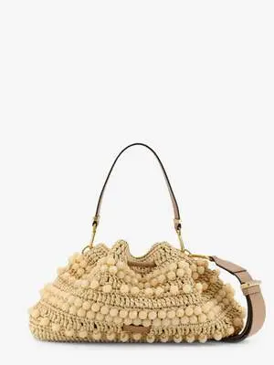 JIMMY CHOO Bon Bon Raffia Bucket Bag With Beaded Applique