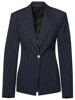 Attico Midnight Polyester Blend Blazer With Silver Logo Button