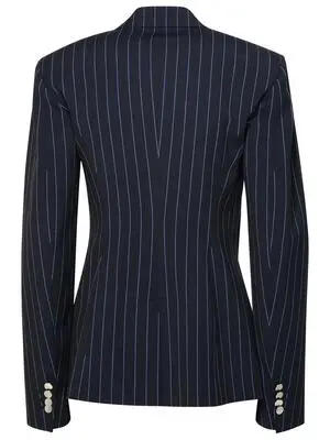 Attico Midnight Polyester Blend Blazer With Silver Logo Button