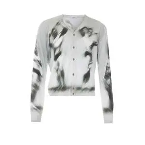 Versace Graphic Print Silk Cardigan - Gray