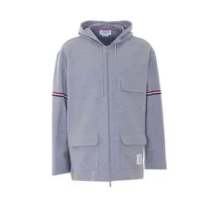 Thom Browne Oversize Zip-up Parka With Striped Logo Detail