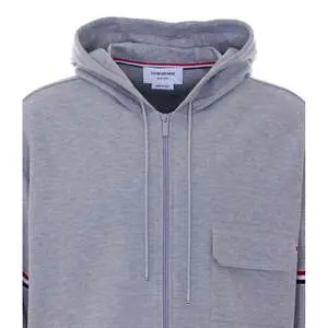 Thom Browne Oversize Zip-up Parka With Striped Logo Detail