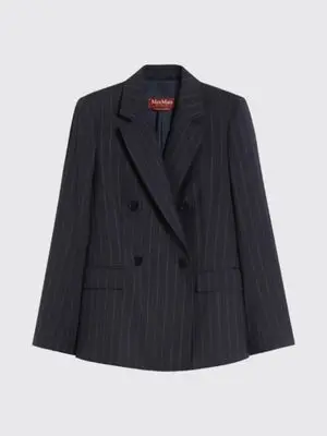 Max Mara Double Breasted Pinstripe Blazer - Blue