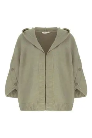 Max Mara Knitwear Cardigan With Hood And Button Detail