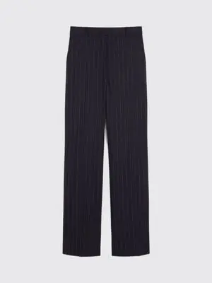 Max Mara Tailored Pinstriped Wool Trousers - Blue