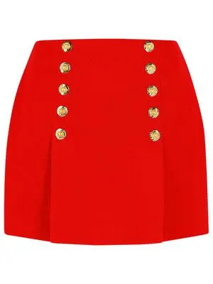 Balmain Virgin Wool Short Skirt - Red