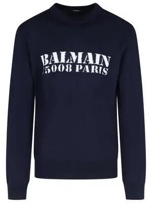Balmain Merino Wool Sweater With Contrast Logo
