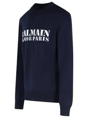Balmain Merino Wool Sweater With Contrast Logo