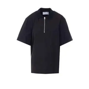 Sacai Half Zip Polo - Black