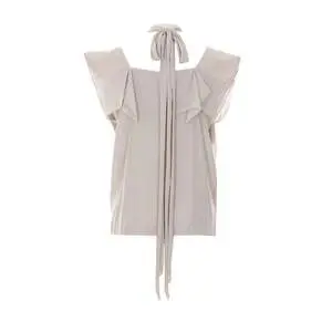 LANVIN Frilled Charmeuse Top
