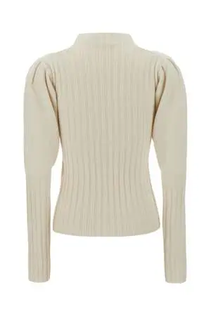 Chloé Ribbed Knit Puff Sleeve High Neck Sweater