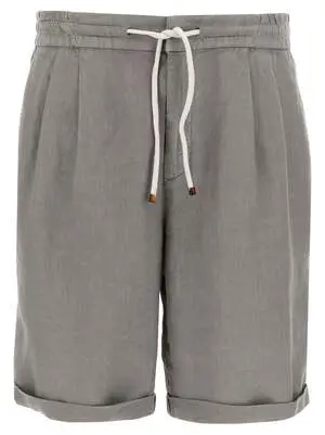 Brunello Cucinelli Garment-dyed Linen Bermuda Shorts - Gray