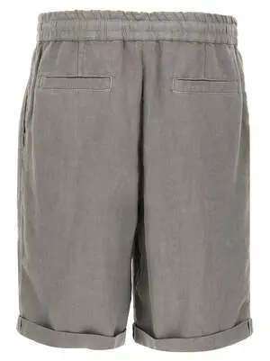 Brunello Cucinelli Garment-dyed Linen Bermuda Shorts - Gray