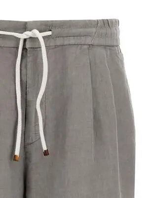Brunello Cucinelli Garment-dyed Linen Bermuda Shorts - Gray