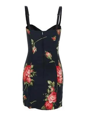 Dolce & Gabbana Black Floral Print Viscose Short Dress