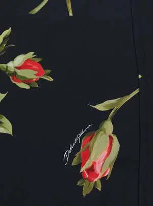 Dolce & Gabbana Black Floral Print Viscose Short Dress