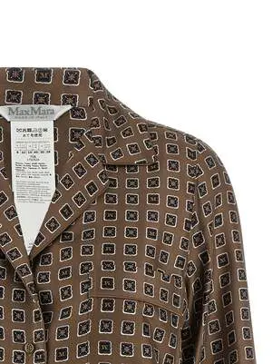 Max Mara Silk Twill Shirt With Archive Print - Brown