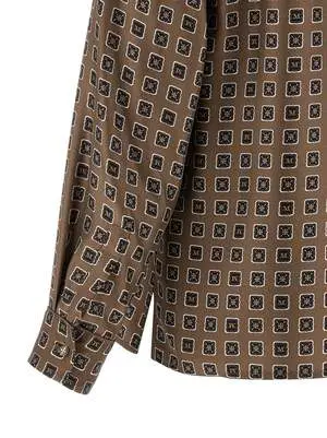 Max Mara Silk Twill Shirt With Archive Print - Brown