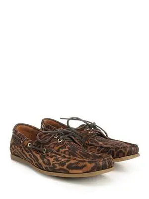 TOM FORD Ocelot Print Suede Boat Shoes