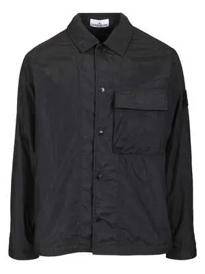 Stone Island Overshirt In Lightweight Recycled Nylon Reps - Blue