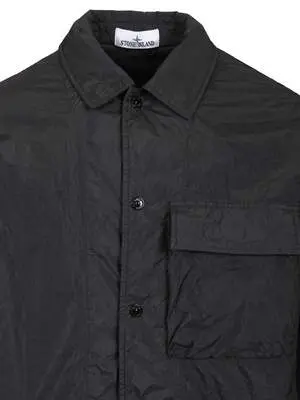 Stone Island Overshirt In Lightweight Recycled Nylon Reps - Blue