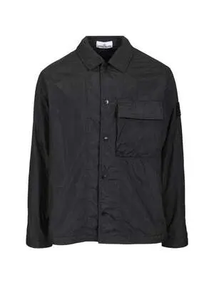 Stone Island Overshirt In Lightweight Recycled Nylon Reps - Blue