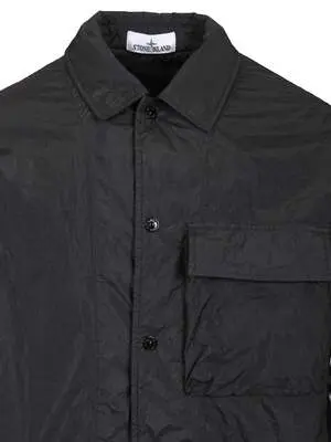 Stone Island Overshirt In Lightweight Recycled Nylon Reps - Blue