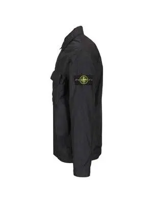 Stone Island Overshirt In Lightweight Recycled Nylon Reps - Blue