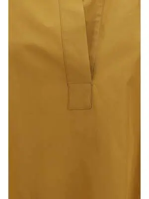 Max Mara Madorni Cotton Shirt With Leather Drawstring Sleeves - Cream