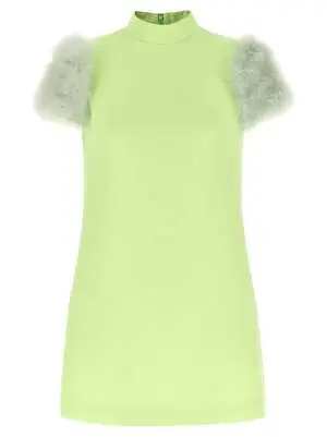 Valentino Garavani Feather-sleeve Mini Dress - Green
