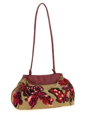 Dries Van Noten Embroidered Clutch With Crocodile Print Leather - Multicolor