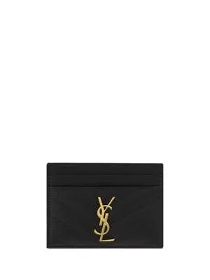 Saint Laurent Matelassé Leather Cardholder - Black