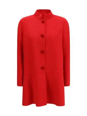 Valentino Garavani Single-breasted Compact Drap Coat - Red