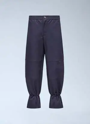 Moncler Moncler Cotton Gabardine Trousers With Logo Patch Blue