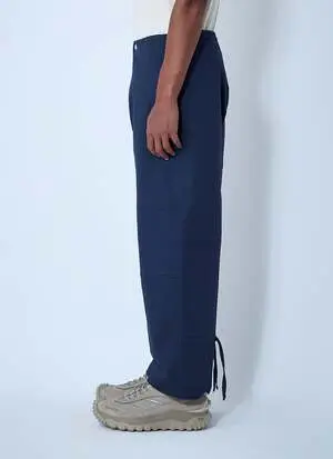 Moncler Cotton Gabardine Trousers With Logo Patch - Blue