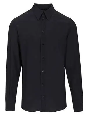 Dolce & Gabbana Formal Shirt In Silk Crepe De Chine - Blue
