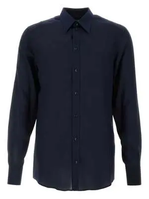 Dolce & Gabbana Formal Shirt In Silk Crepe De Chine - Blue