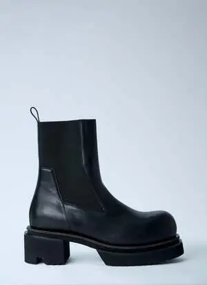 Rick Owens Beatle Bogun Leather Platform Chelsea Boots - Black