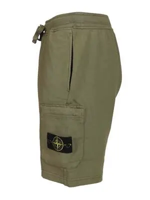 Stone Island Organic Cotton Fleece Bermuda Shorts - Green