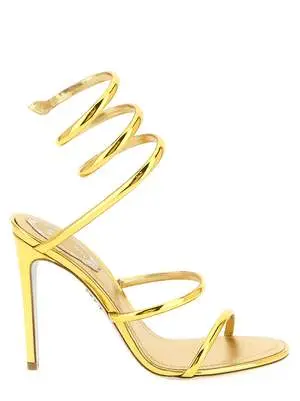 Rene Caovilla Cleo Metallic" Stiletto Sandals - Gold