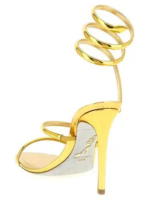 Rene Caovilla Cleo Metallic" Stiletto Sandals - Gold