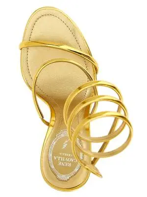 Rene Caovilla Cleo Metallic" Stiletto Sandals - Gold
