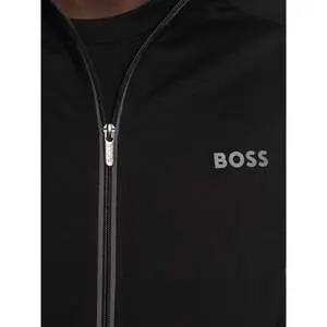 BOSS Cotton Zip-up Sweatshirt With High Neck And Logo Detail