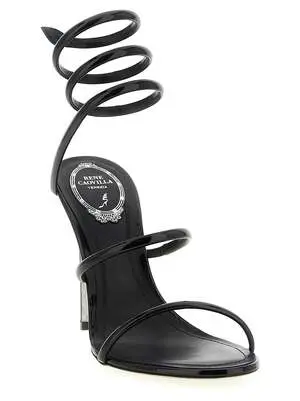 Rene Caovilla Cleo Metallic Ankle Wrap Stiletto Sandals - Black