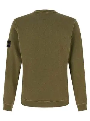 Stone Island Brushed Cotton Crewneck Sweatshirt With Logo Badge