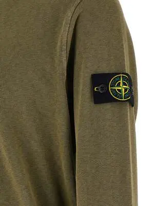 Stone Island Brushed Cotton Crewneck Sweatshirt With Logo Badge