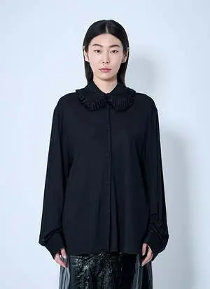 JIL SANDER Viscose Ruffle Collar Button-down Shirt